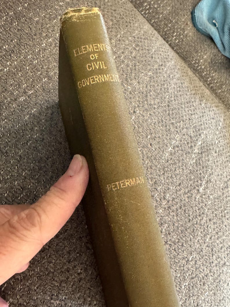 Antique Civics Textbook | Elements of Civil Government | American ...