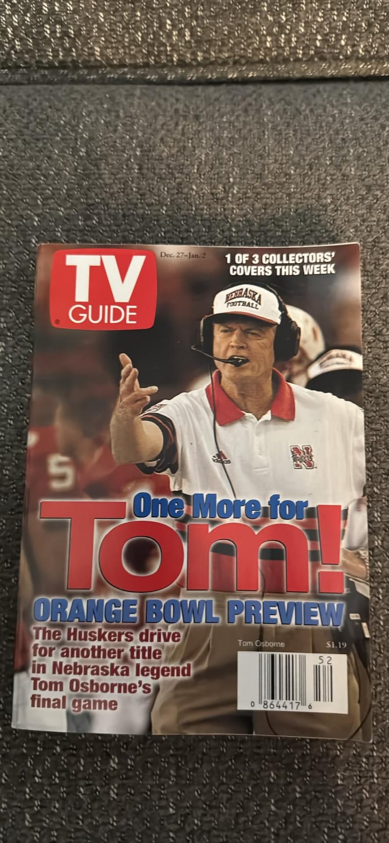 Vintage Nebraska Cornhuskers -huskers Memorabilia-tom Osborne-tv Guide ...