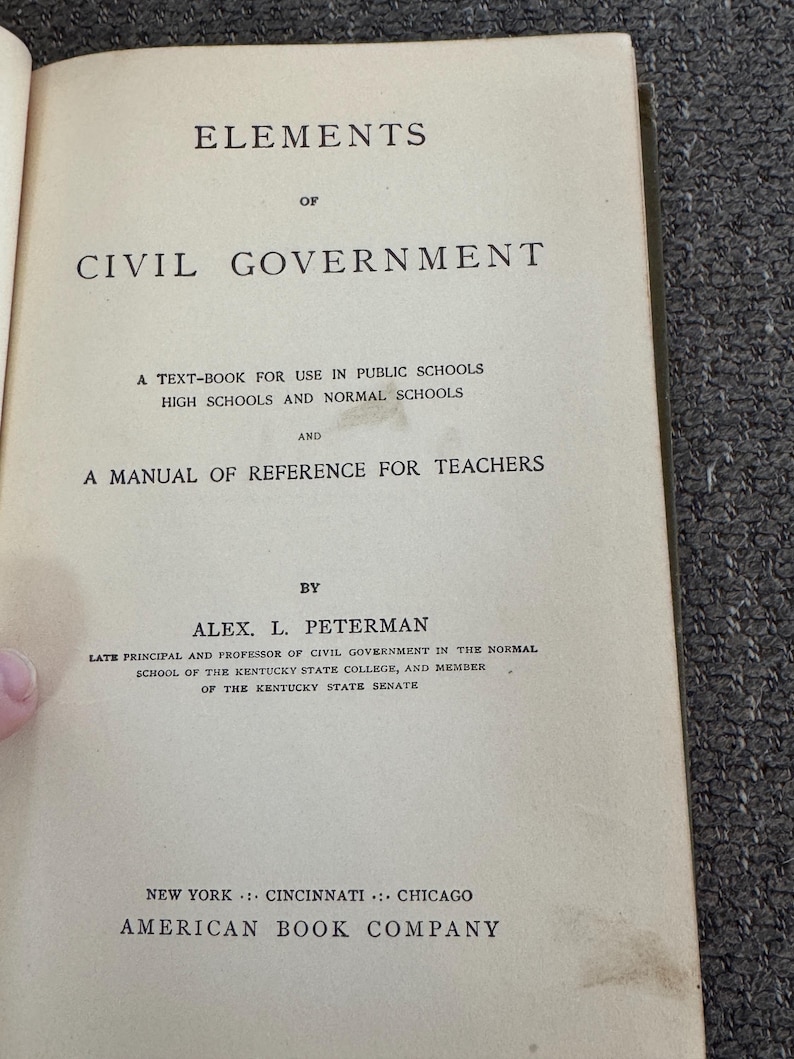 Antique Civics Textbook | Elements of Civil Government | American ...