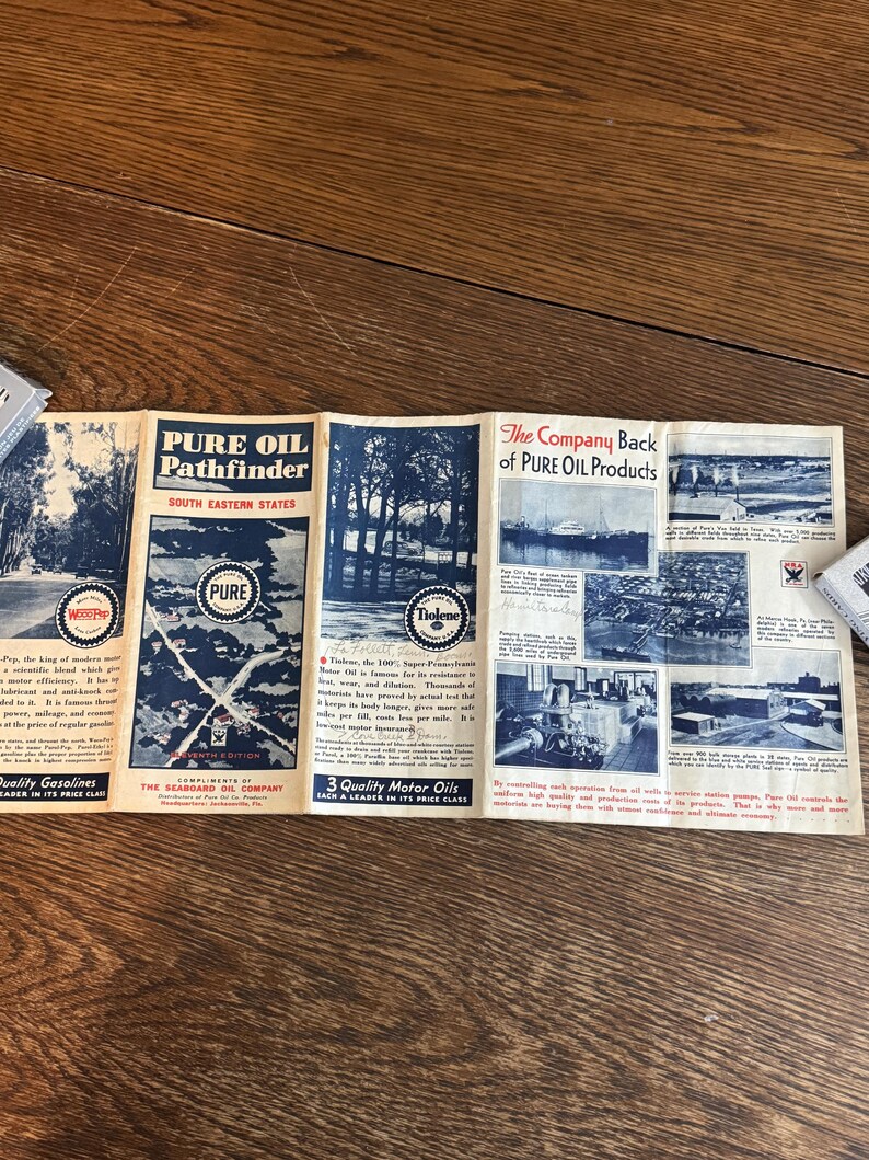 1930s Pure Oil Pathfinder Road Map | Southeastern States | Vintage Gas ...
