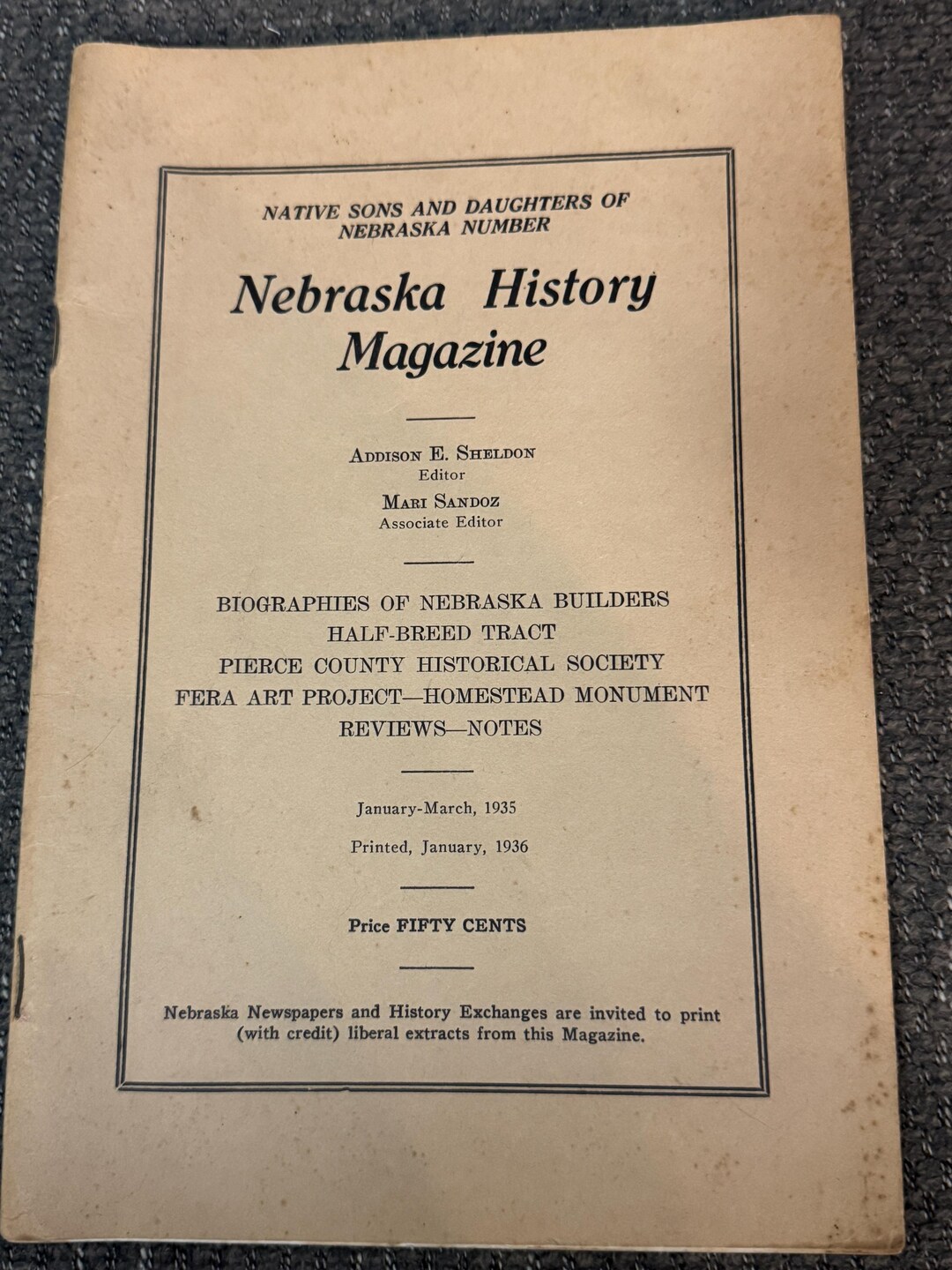 Nebraska History Magazine Vol. XVI No. 1 (1935) | Native Sons ...