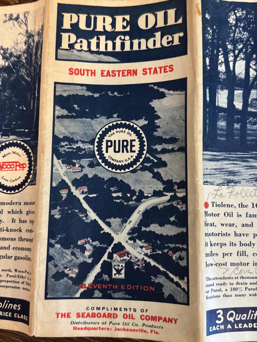 1930s Pure Oil Pathfinder Road Map | Southeastern States | Vintage Gas ...