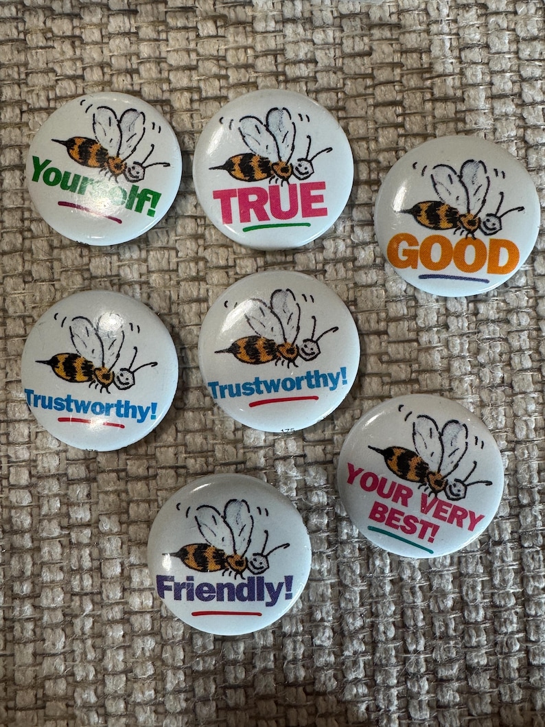 Vintage Bee Motivational Reading Buttons 7 Pin Publisher Promo Set ...