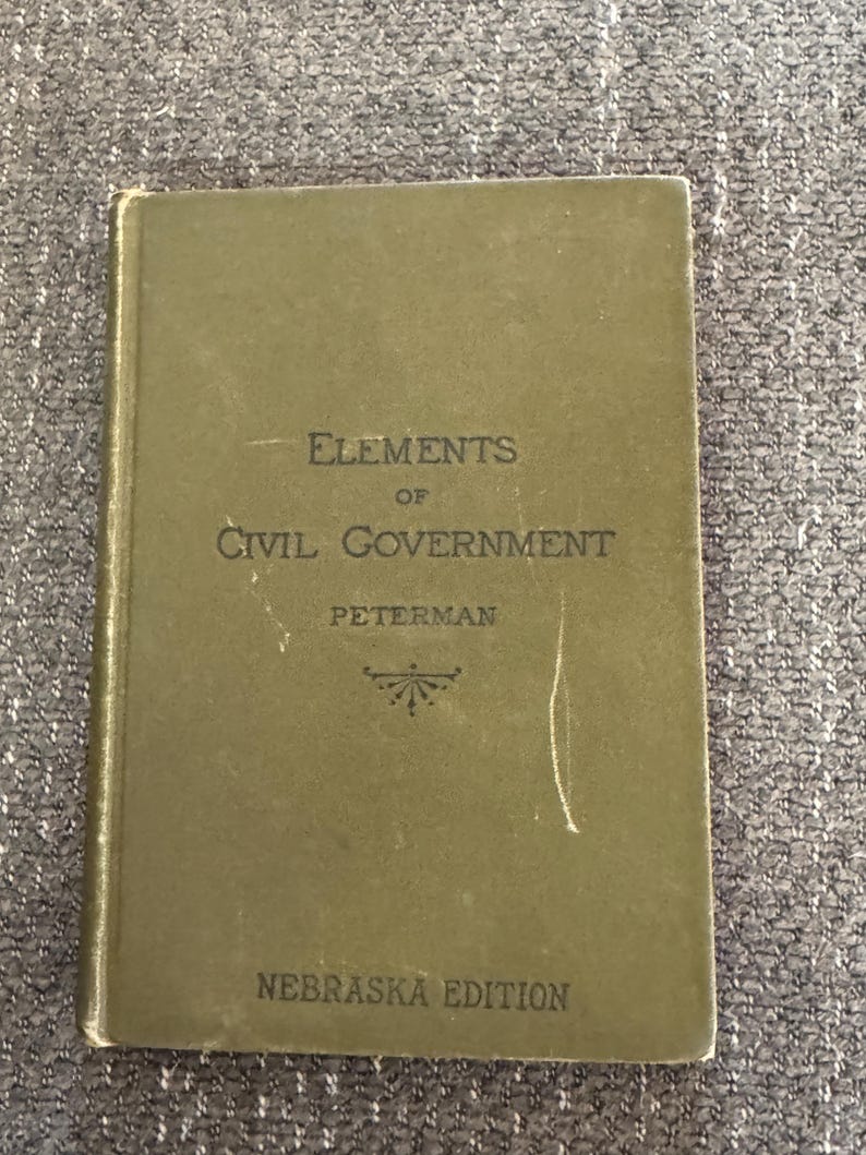 Antique Civics Textbook | Elements of Civil Government | American ...
