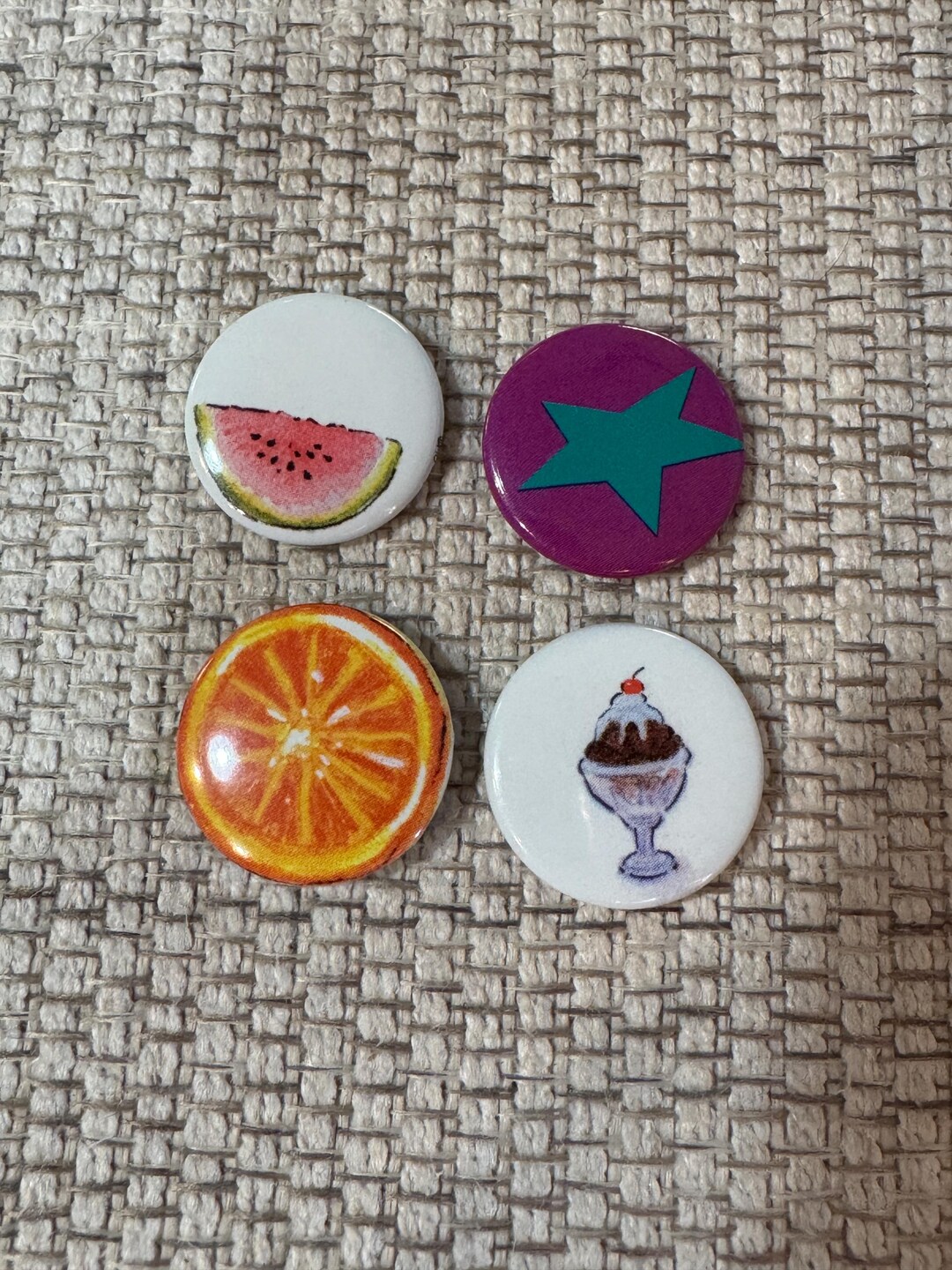 Vintage Snack AND Summer Fun Buttons 4 Pin Publisher Promo Set Book ...