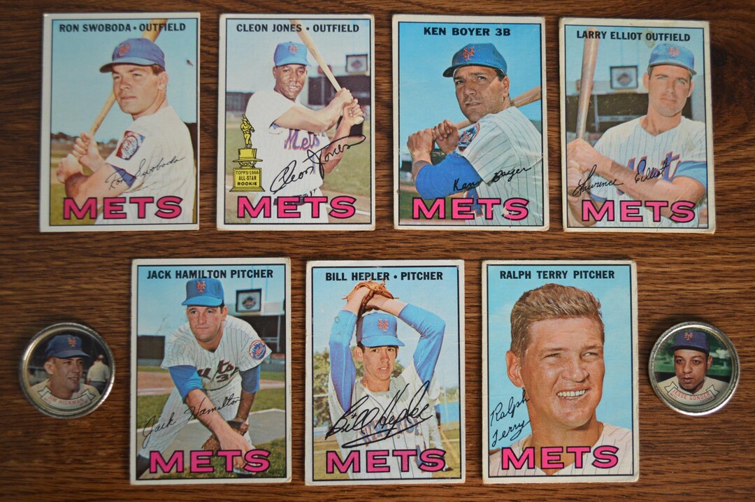 1967 New York Mets Topps Baseball Cards and Buttons - Etsy