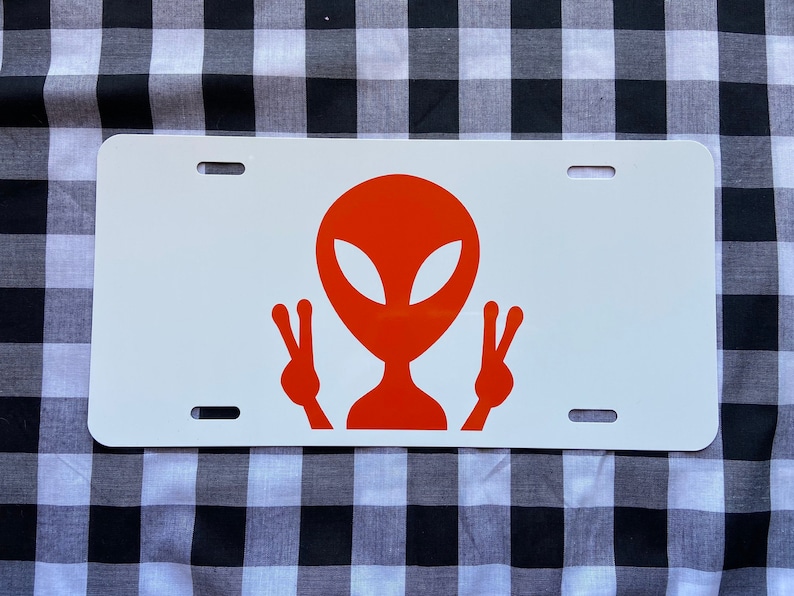 Peace Sign Alien Front License Plate Car Tag Vanity Plate - Etsy