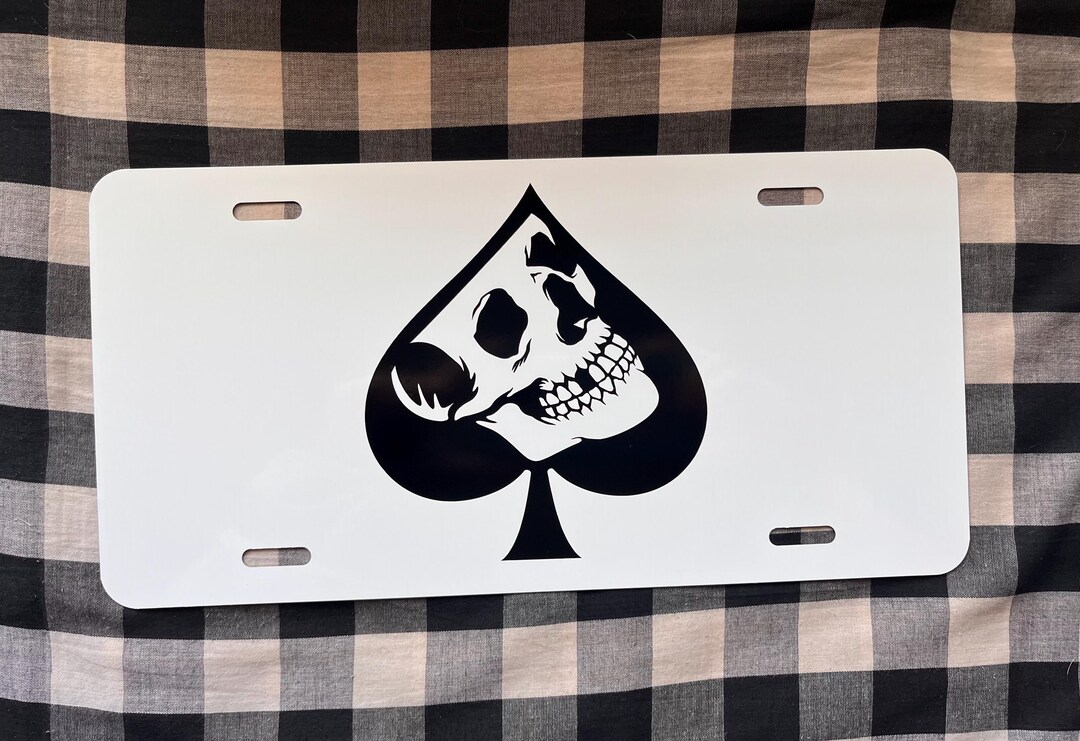 Skull Ace of Spades Vanity Plate – Gothic Car Tag – Poker Spade License ...
