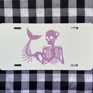 Skully Mermaid Cute Front License Plate | Cute Car Tag | Cute Vanity ...