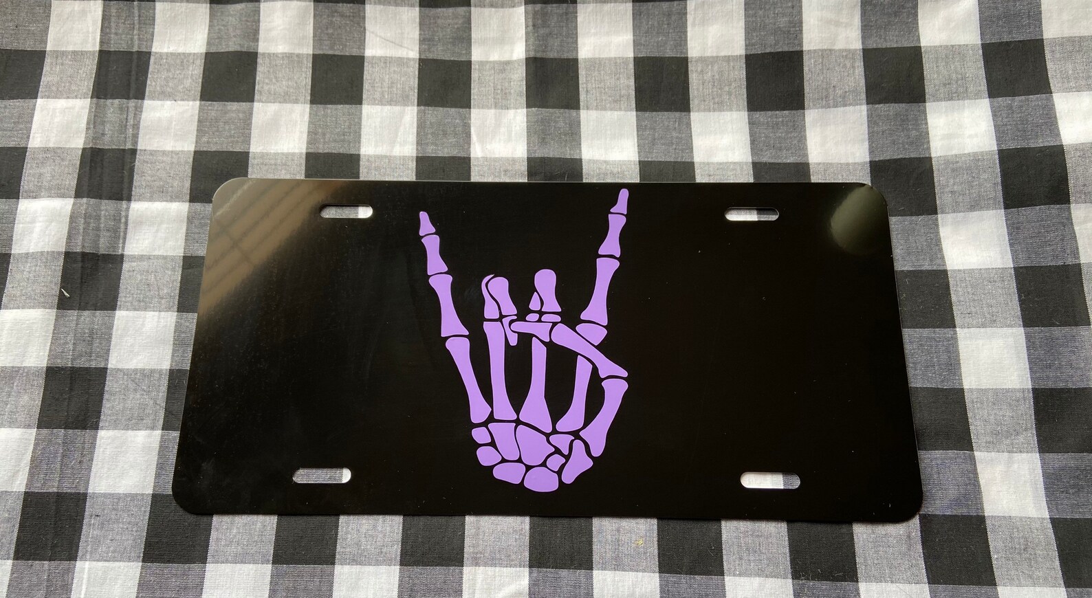Rock on Skeleton Hand Front License Plate Vanity Plate Car - Etsy