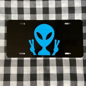 Peace Sign Alien Front License Plate | Car Tag | Vanity Plate | Front ...