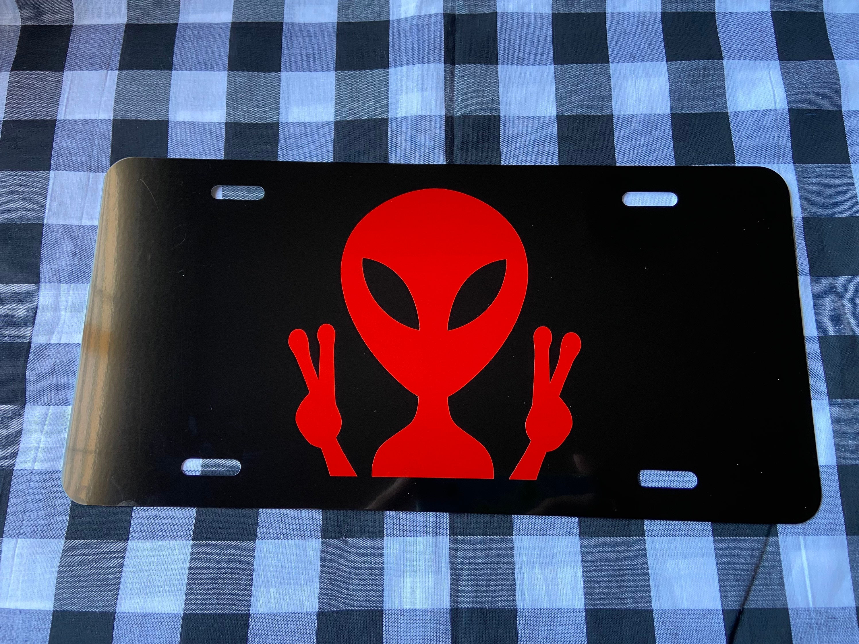 Peace Sign Alien Front License Plate Car Tag Vanity Plate - Etsy