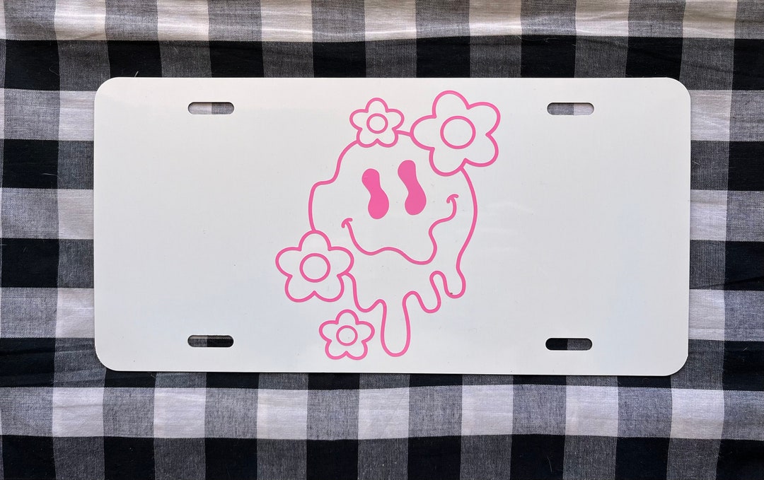 Drippy Smiley Face Cute Front License Plate | Car Tag | Vanity Plate ...