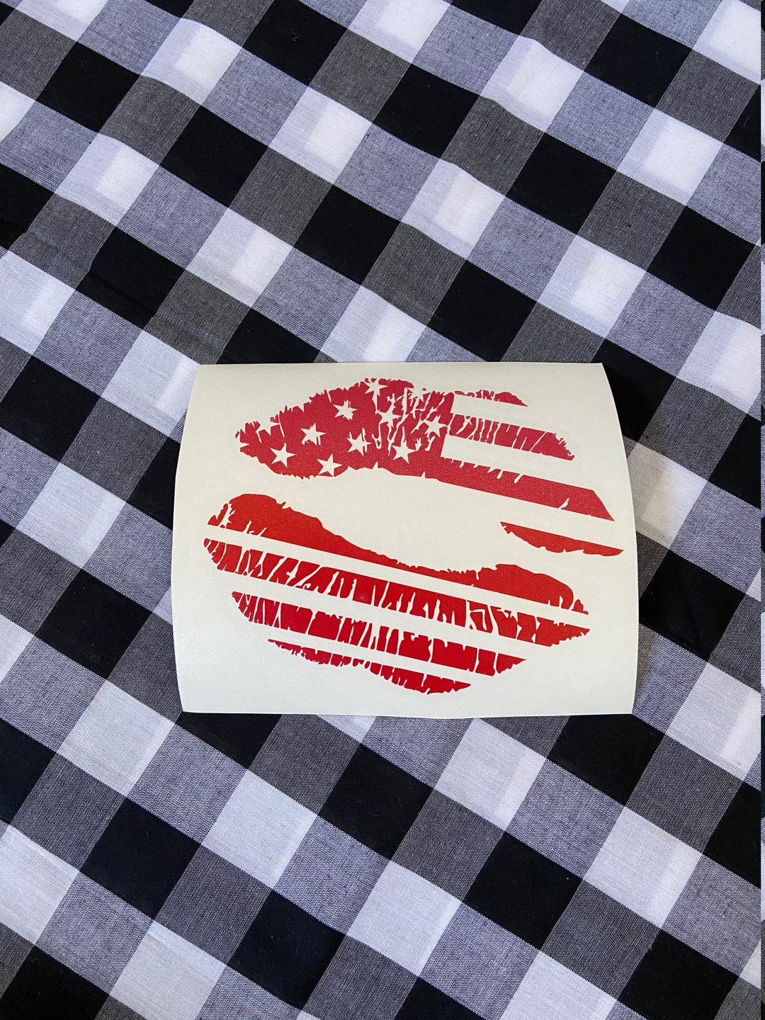 American Flag Kiss Print Vinyl Decal | Kiss Print Decal | Cute Decal ...