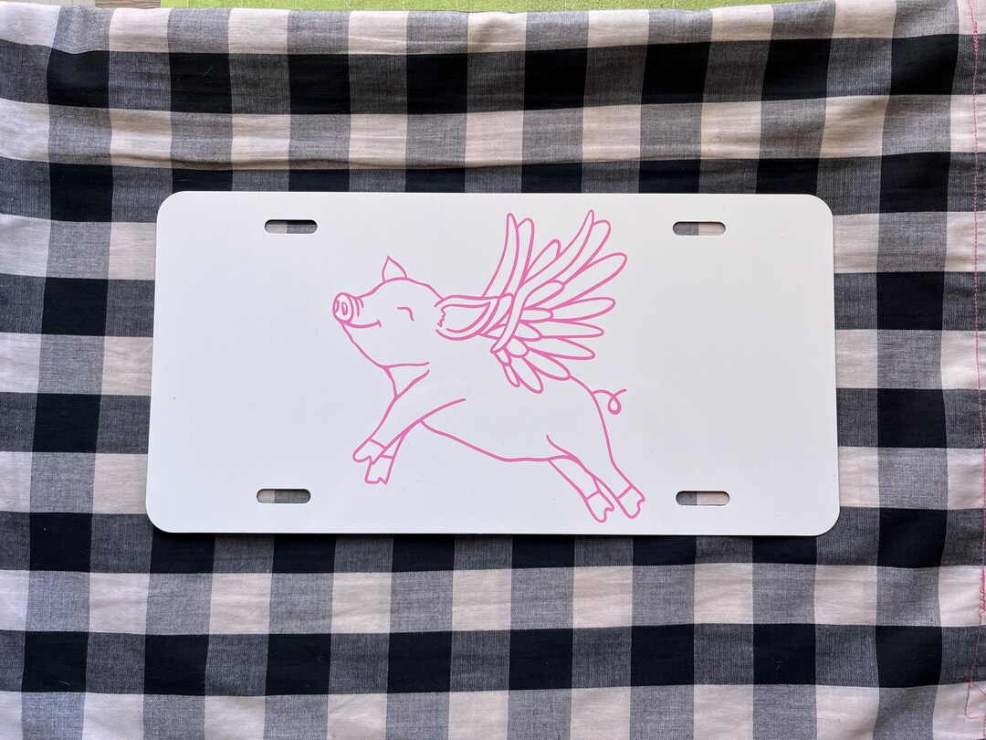 Flying Pig Cute Front License Plate | Car Tag | Vanity Plate | Front ...