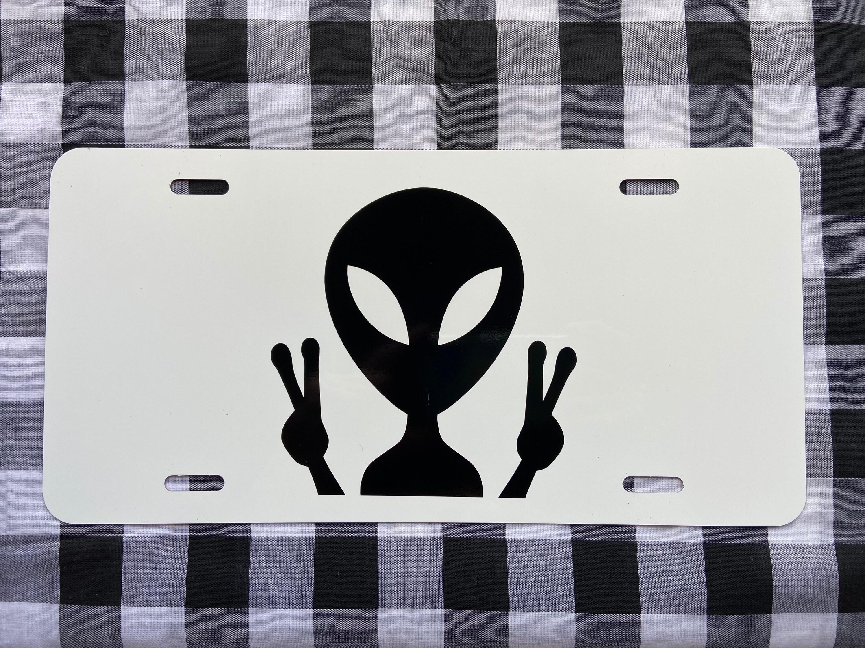 Peace Sign Alien Front License Plate Car Tag Vanity Plate - Etsy