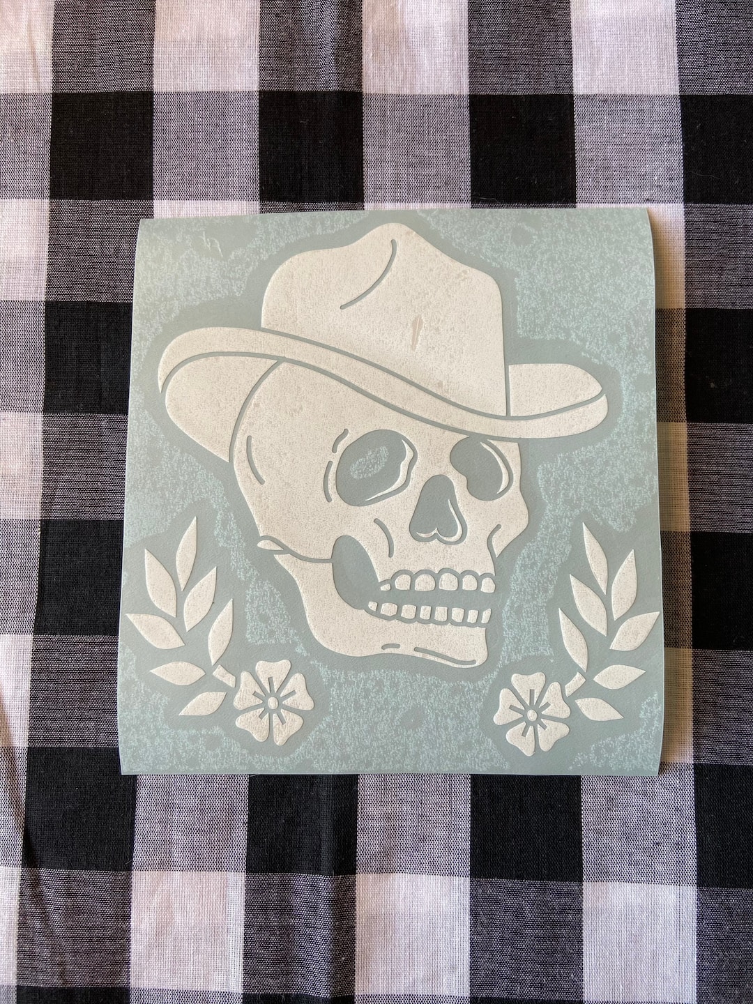 Skull in Cowboy Hat Vinyl Decal | Car Decal | Truck Decal | Laptop ...