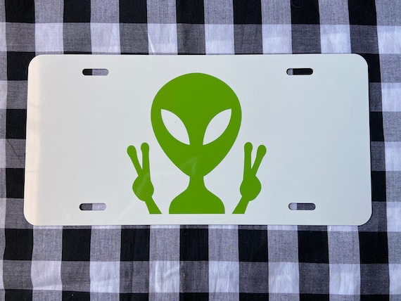 Peace Sign Alien Front License Plate Car Tag Vanity Plate - Etsy