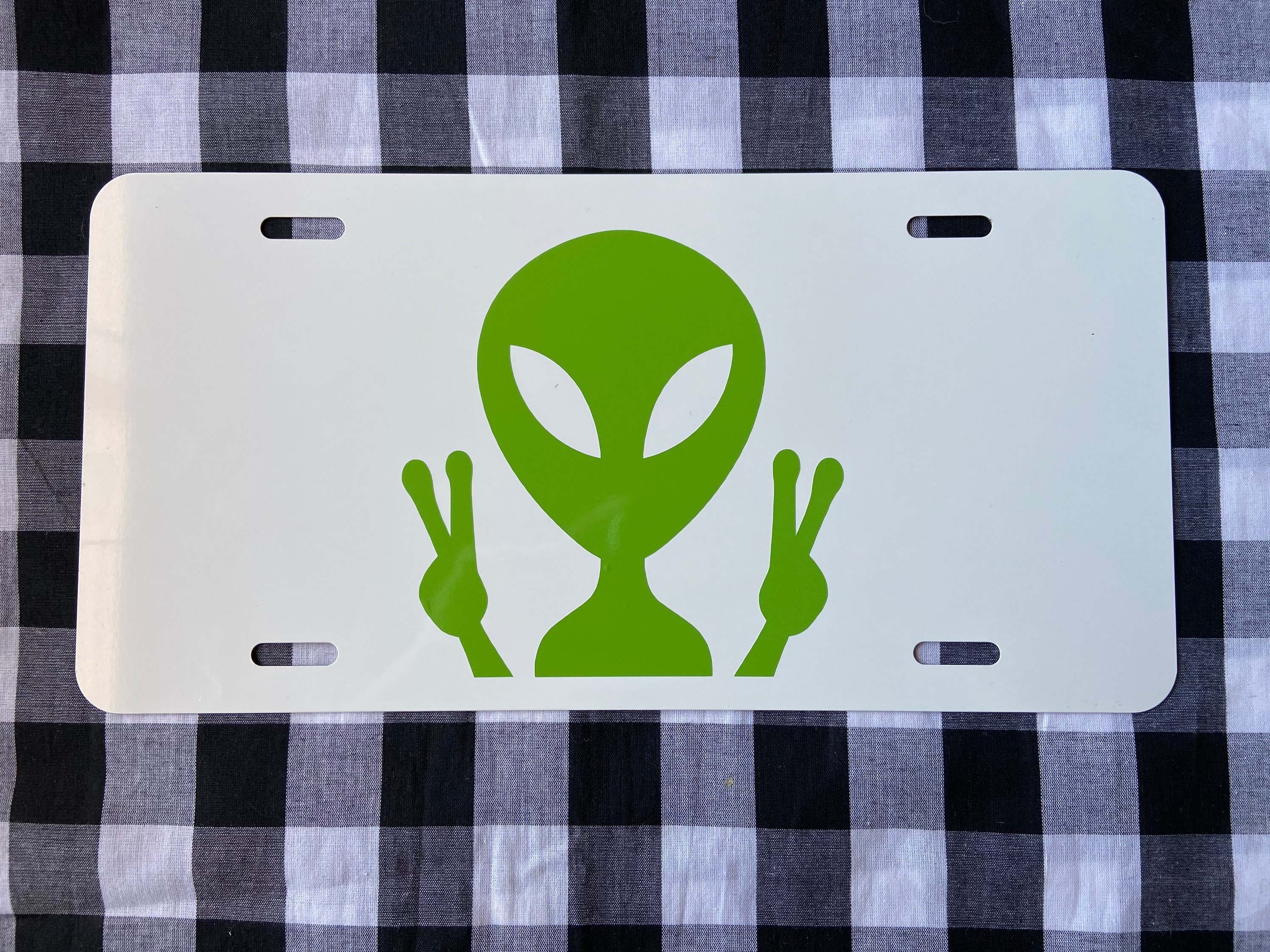 Peace Sign Alien Front License Plate Car Tag Vanity Plate - Etsy