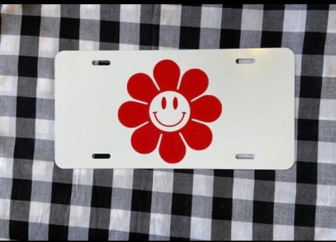 Hippie Smiley Face Daisy Cute Front License Plate | Car Tag | Vanity ...