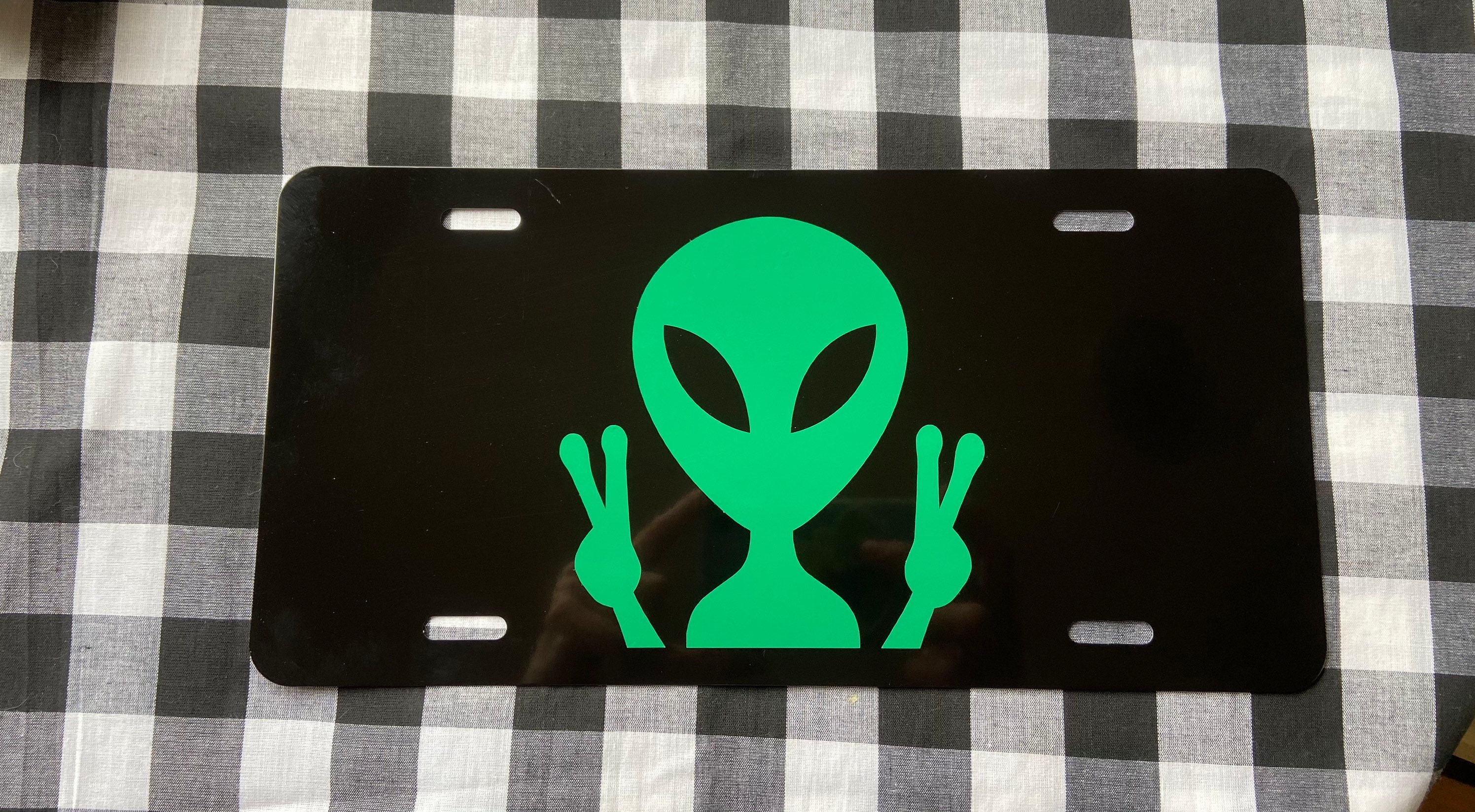 Peace Sign Alien Front License Plate Car Tag Vanity Plate - Etsy
