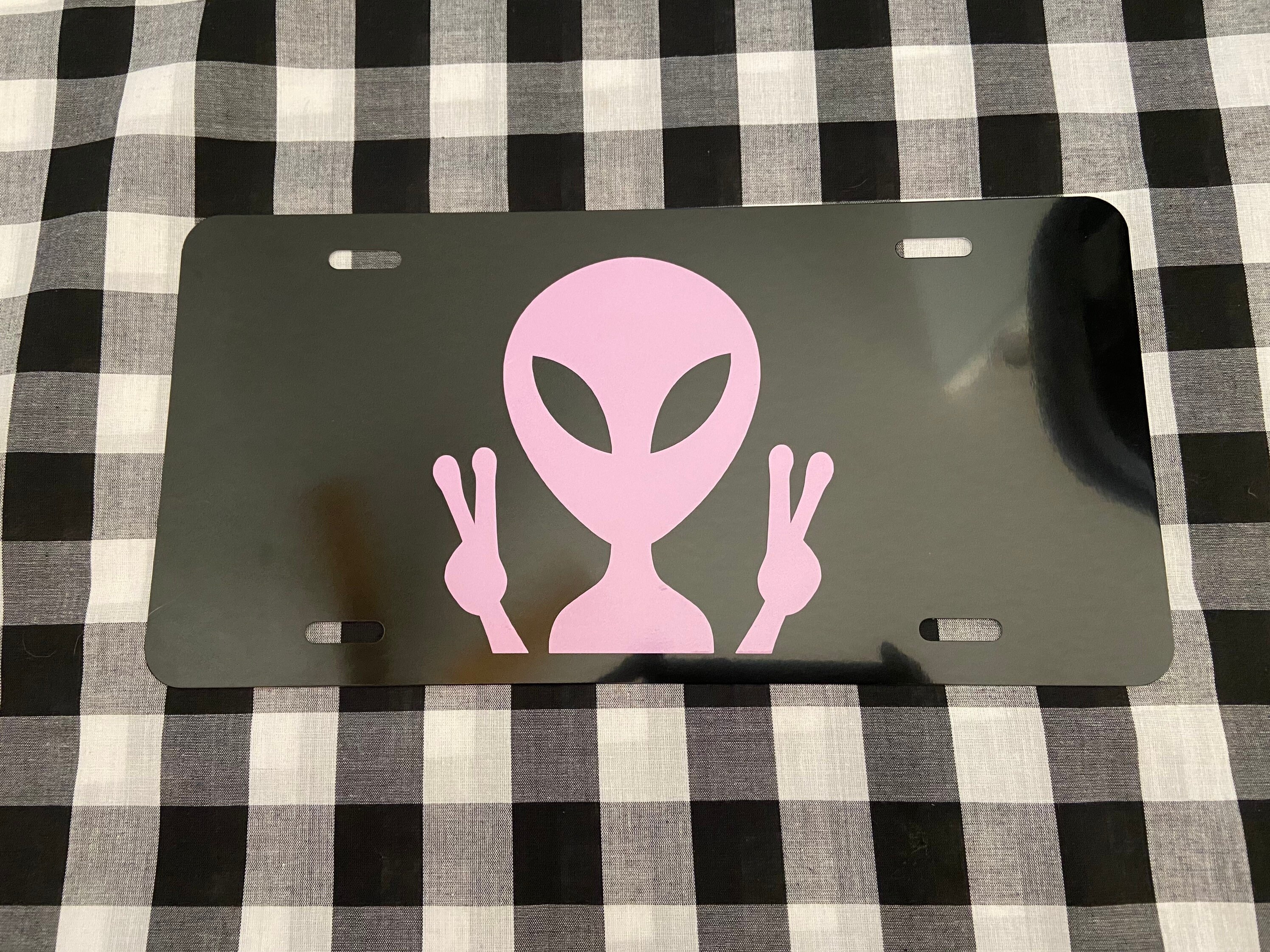 Peace Sign Alien Front License Plate Car Tag Vanity Plate - Etsy
