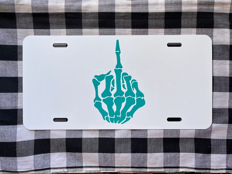 Skully Middle Finger Front License Plate | Vanity Plate | Front License ...