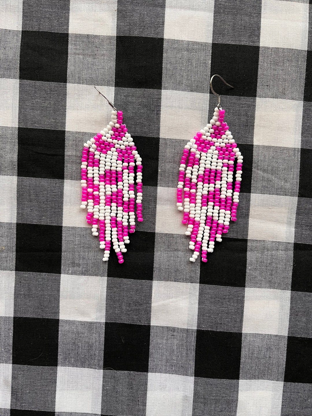 Cow Print Seed Bead Fringe Earrings Seed Bead Earrings Seed Bead ...