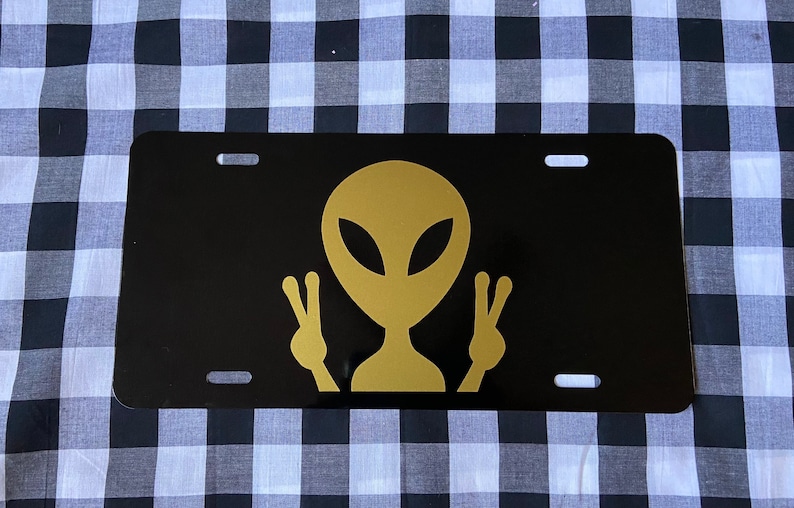 Peace Sign Alien Front License Plate Car Tag Vanity Plate - Etsy