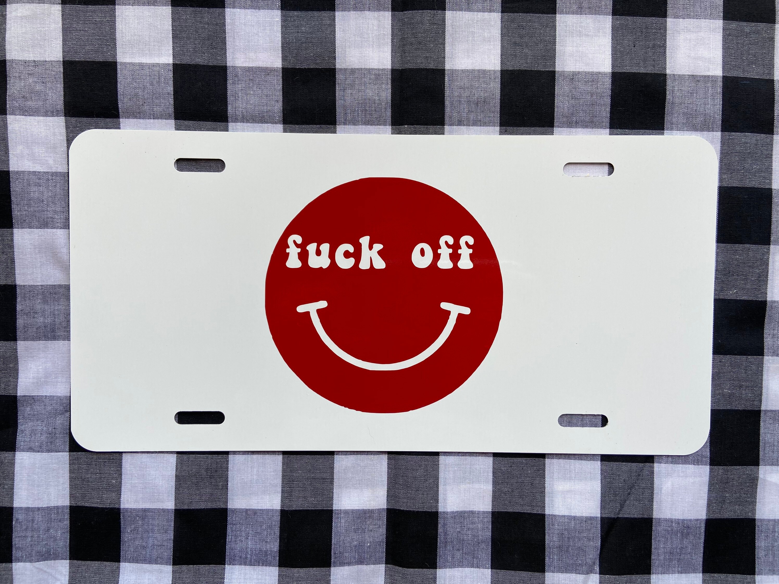 Fck off Smiley Face Cute Front License Plate Vanity Plate - Etsy