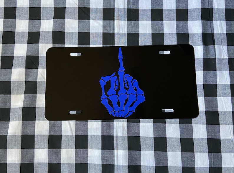 Skully Middle Finger Front License Plate | Vanity Plate | Front License ...