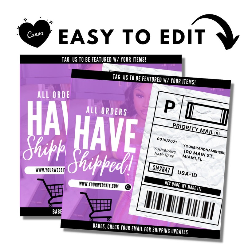 DIY Orders Have Shipped Flyer Design Template Canva Flyer | Etsy