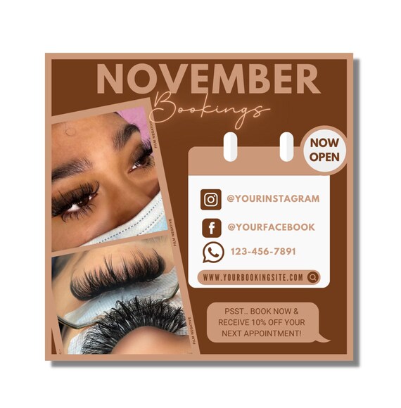 Bookings Open Flyer Lash Flyer Lash Flyer Template Lash | Etsy