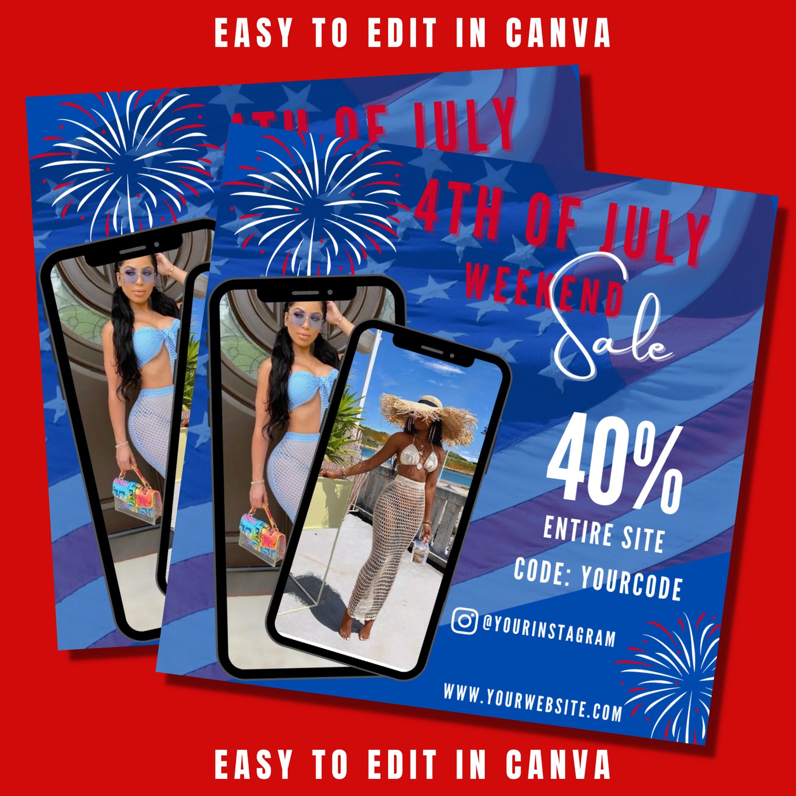 4th of July Sale Flyer, Boutique Sale Flyer, Boutique Flyer Diy, Canva ...