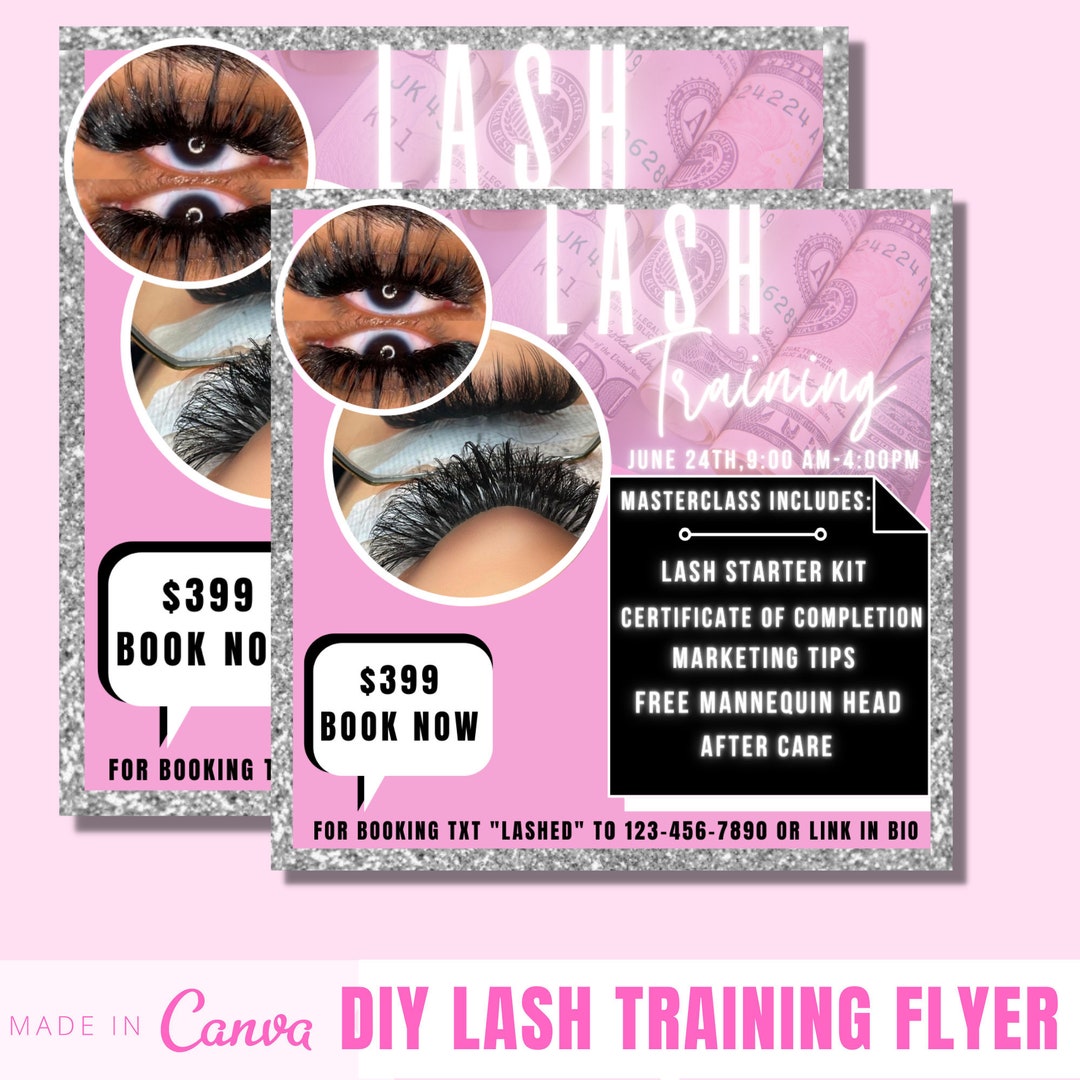 Wimpernflyer Canva, Wimperntraining DIY, Saleflyer, Lash Tech Workshop ...