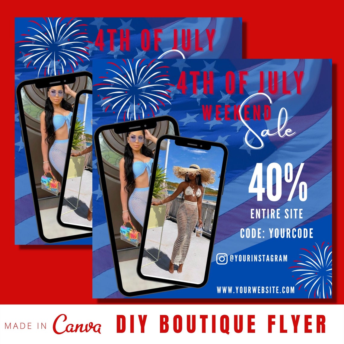 4th of July Sale Flyer, Boutique Sale Flyer, Boutique Flyer Diy, Canva ...