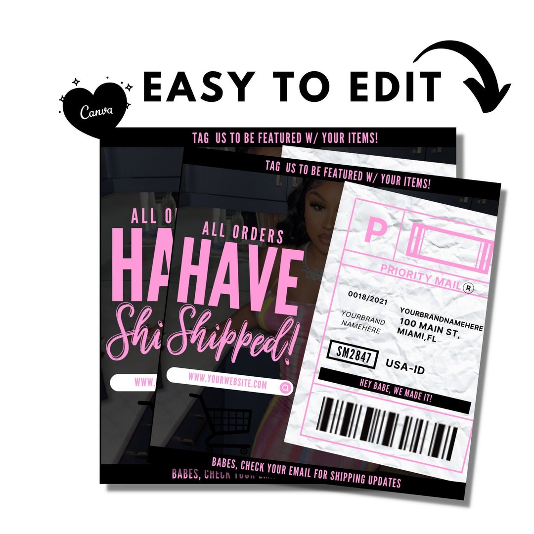 DIY Orders Have Shipped Flyer Design Template, Canva Flyer, Boutique ...