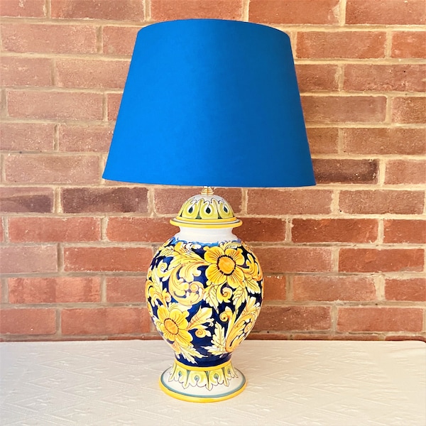 Blue Ceramic Lamp - Etsy UK