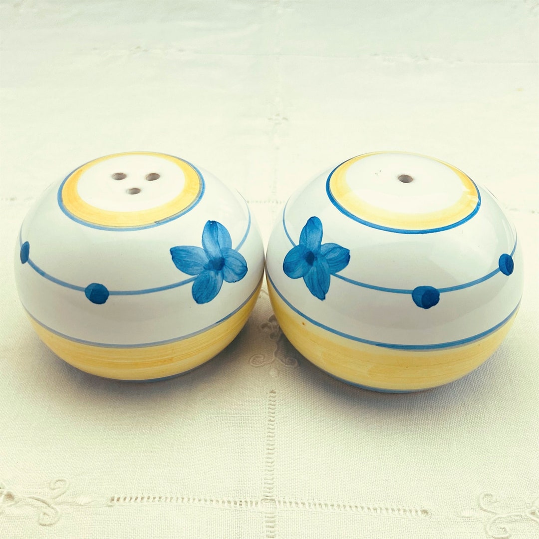 Salt & Pepper Set - Handmade in Italy, Hand Painted, Glazed Ceramic ...