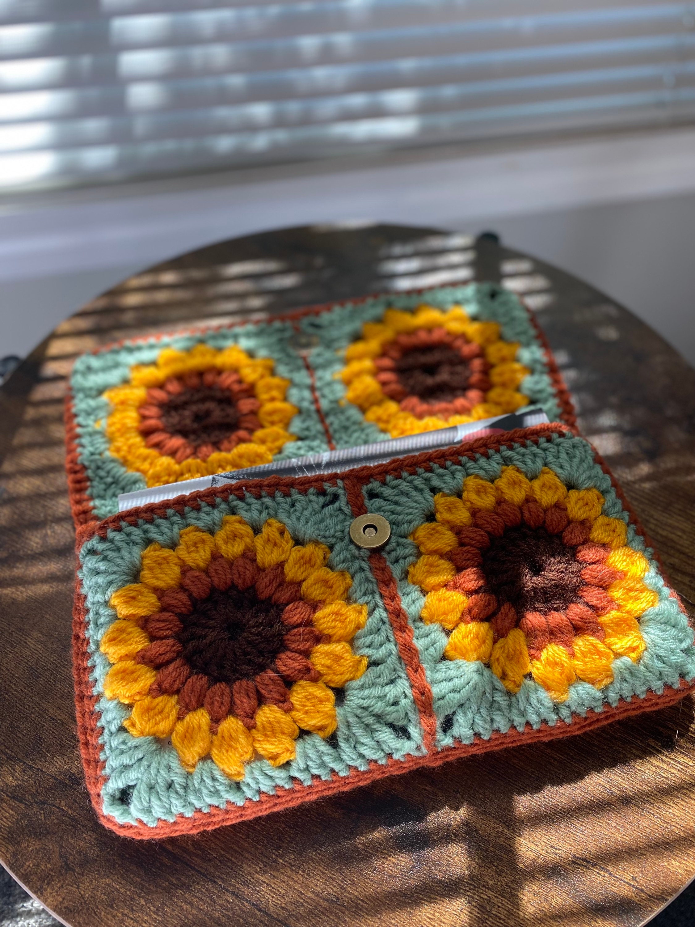 Crochet Granny Square Full Book Cover With Magnetic Button - Etsy UK