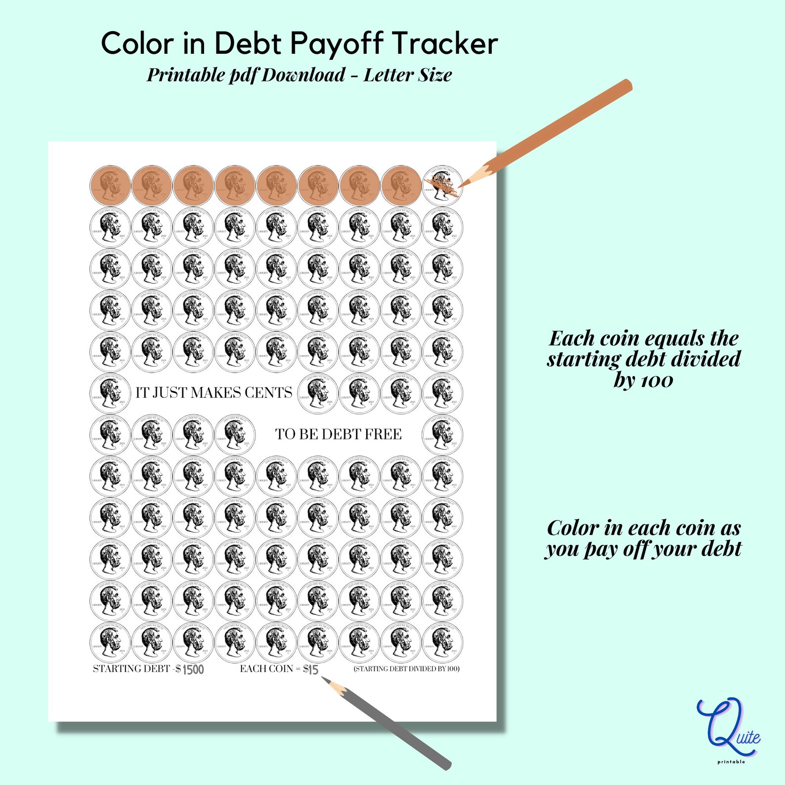 Color in Debt Payoff Tracker it Just Makes Cents to Be - Etsy