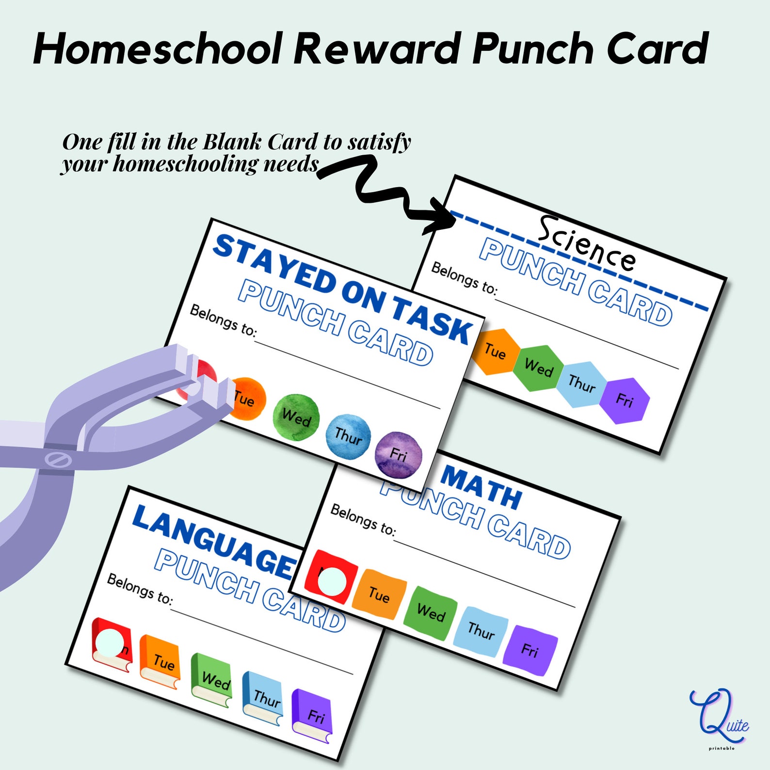 Reward Punch Cards - Homeschool Punch Cards- Great Kids Motivations ...