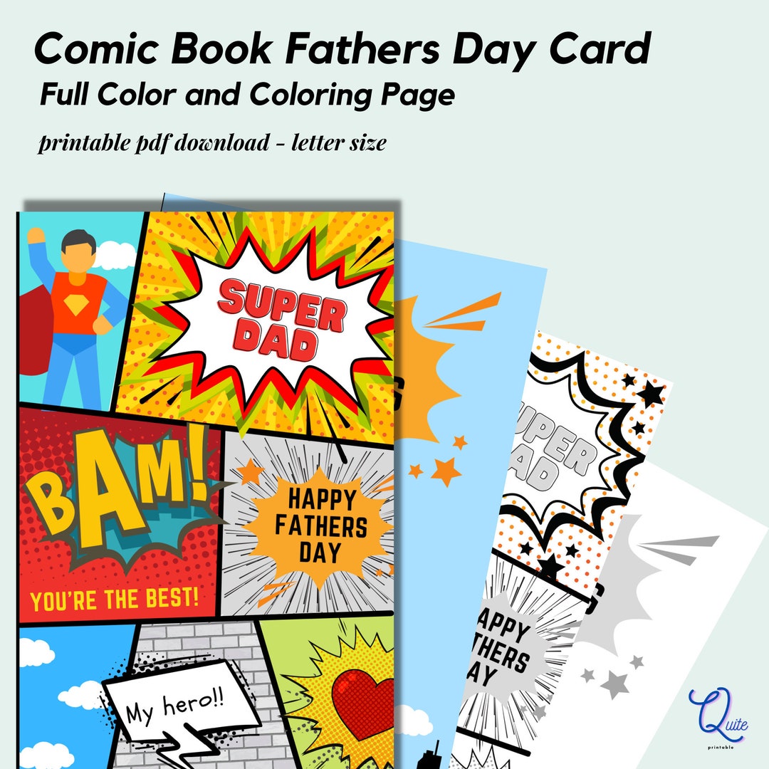 Printable Kids Fathers Day Card Super Hero Dad Comic Book - Etsy Österreich