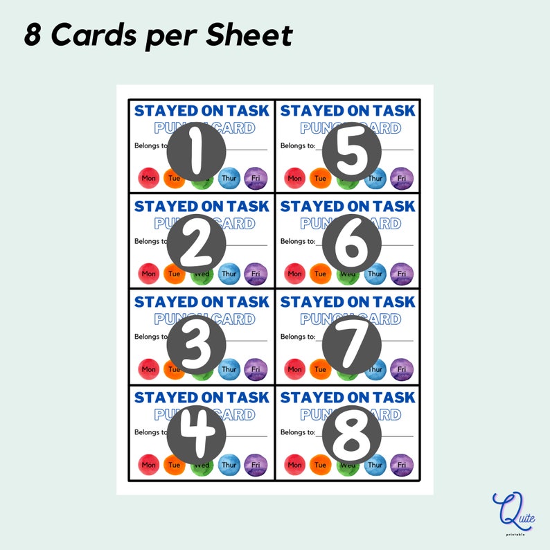 Reward Punch Cards - Homeschool Punch Cards- Great Kids Motivations ...