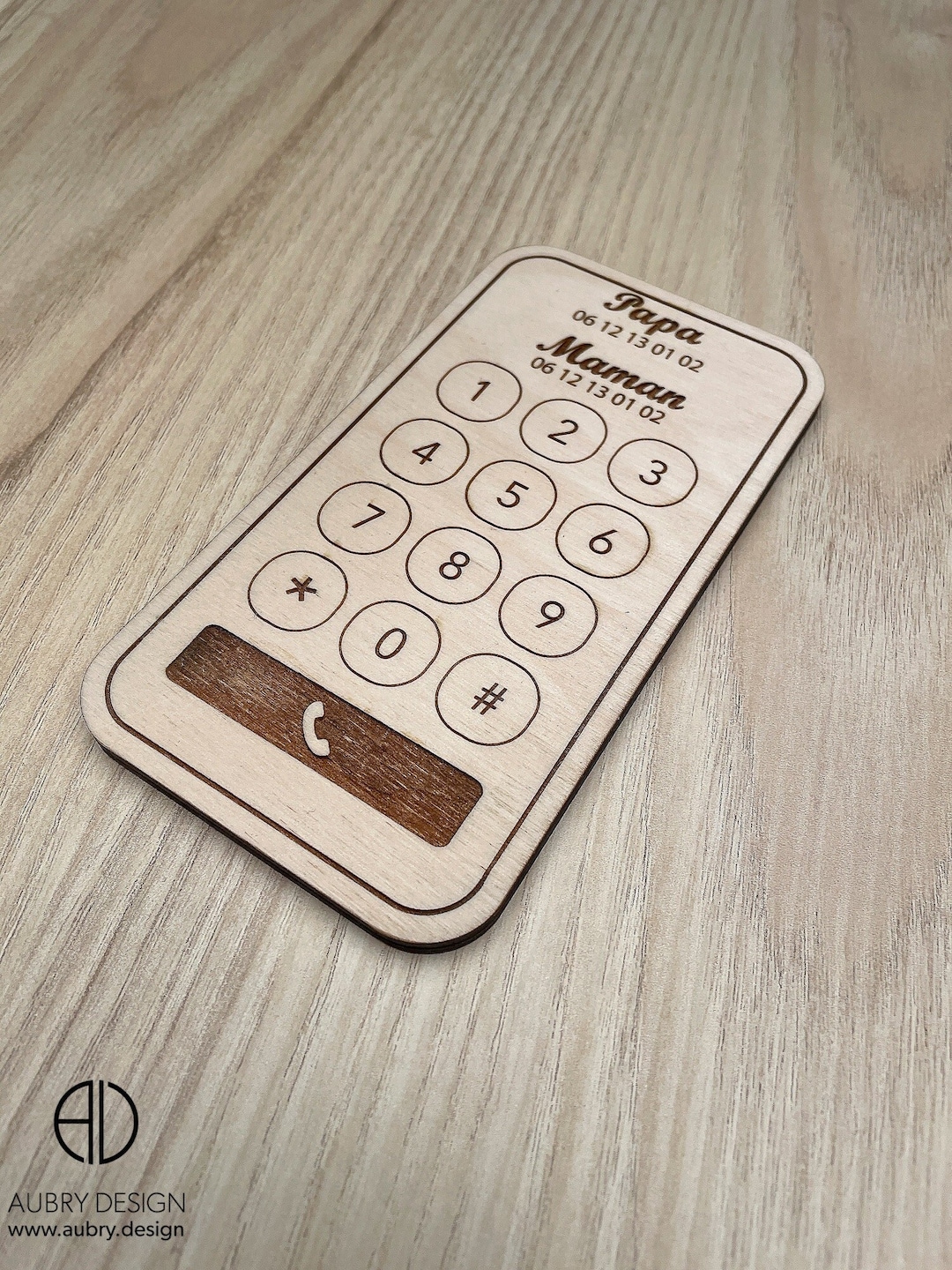 Personalized Wooden Cell Phone for Children With Numbers. Montessori ...