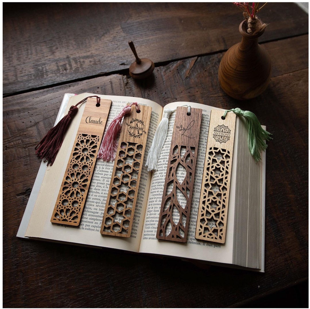Bookmark (4 Models) in Four Types of Wood, Customizable, Laser Cut and ...