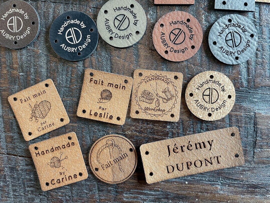 Personalized PU Leather Labels. Medals for Knitting, Crochet, Fabric ...