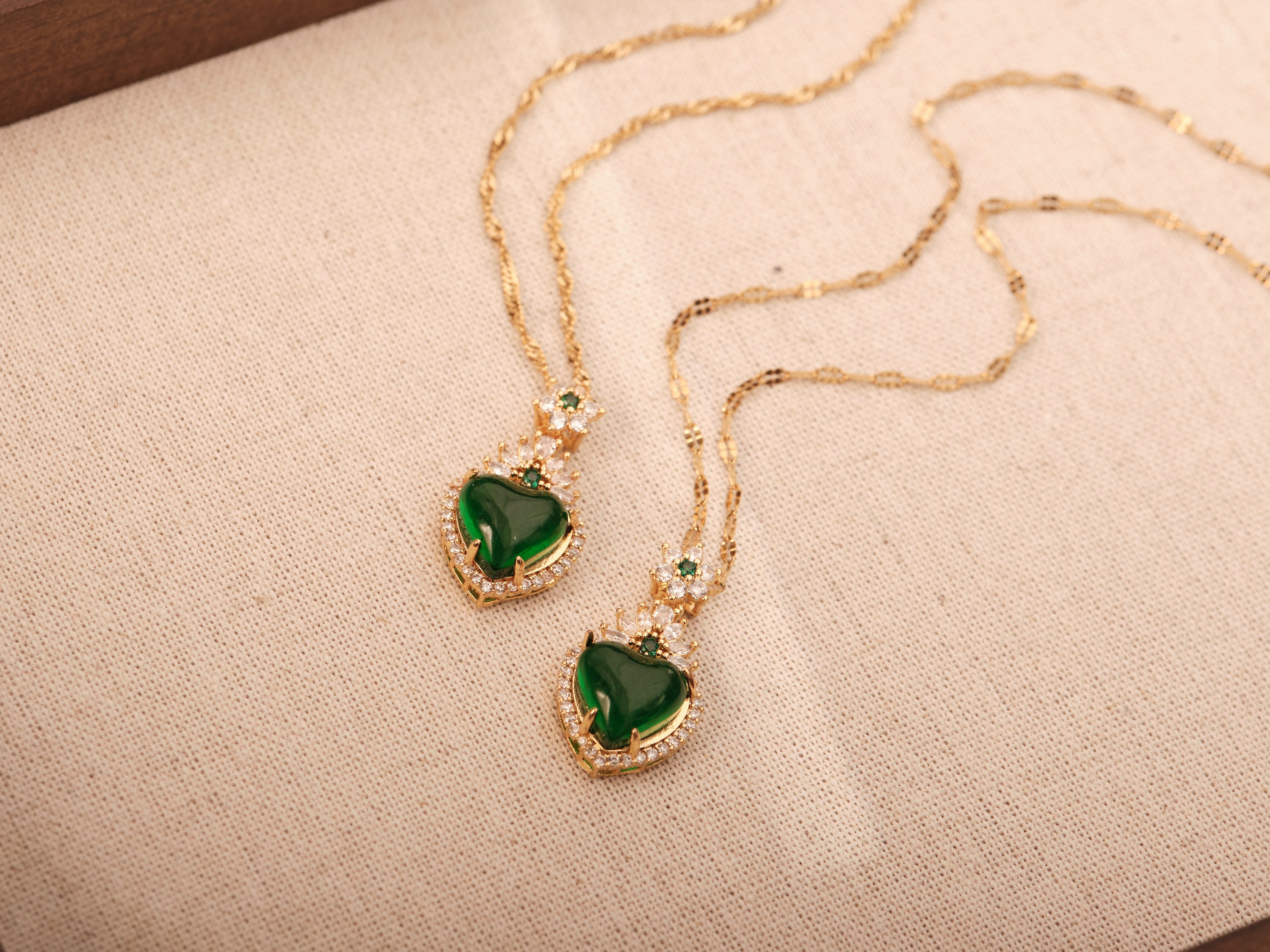 18K Gold Jade Necklace Jade Heart Necklace Dainty Green Jade - Etsy