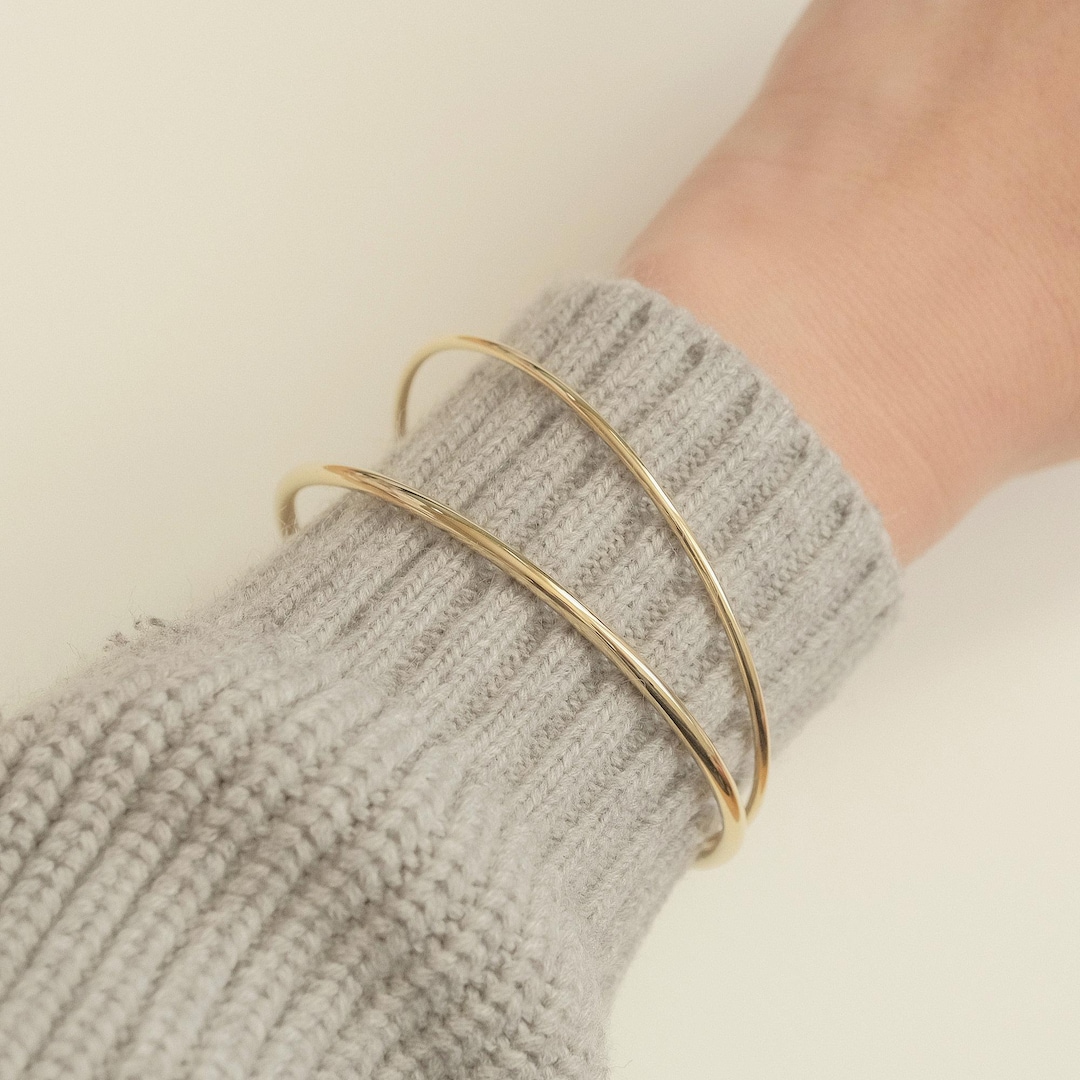 Gold Waterproof Bangle, 14K Gold Bangle, 18K Gold PVD Bangle, Slip on ...