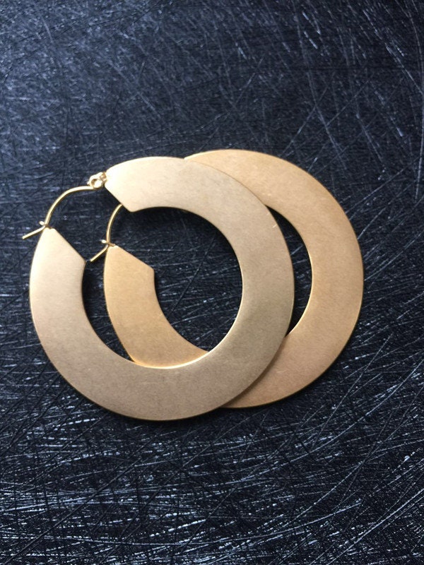 Gold Flat Hoops Gold Hoops Gold Wide Hoops Gold Flat - Etsy